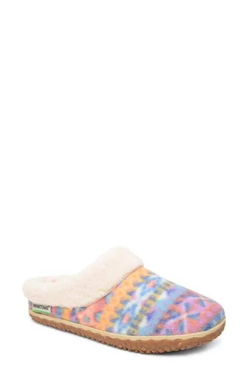 Minnetonka Spruce Faux Fur Slipper - Orange Sunset