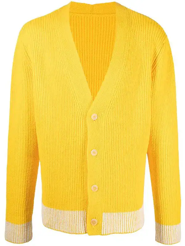 Jacquemus Le Cardigan Limone Ribbed V-Neck Cardigan In Yellow - 47 