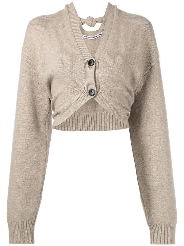 Alexander Wang Knot-detail Cropped Wool Cardigan