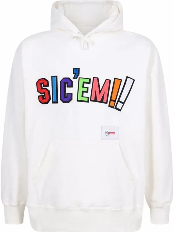 Supreme X Wtaps Sic'em Drawstring Hoodie - White
