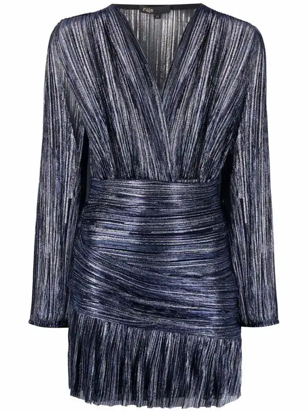 Maje Runny Draped Lurex Dress In Blue - 40% Off | Editorialist