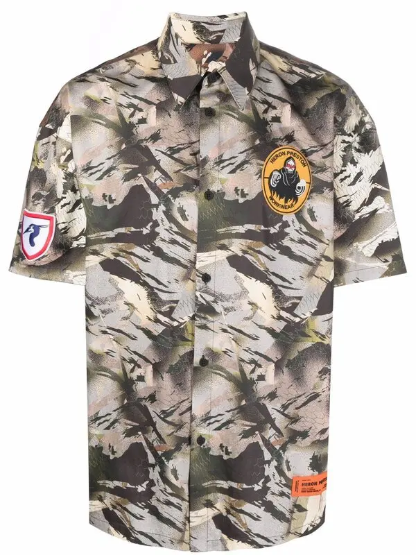 Heron Preston Camouflage-print Bowling Shirt