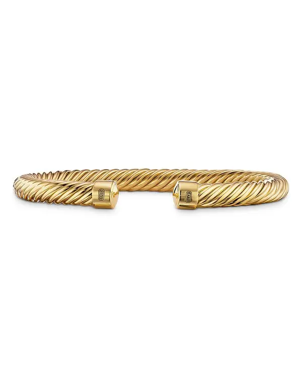 David Yurman 18k Yellow Cable Cuff Bracelet - Gold