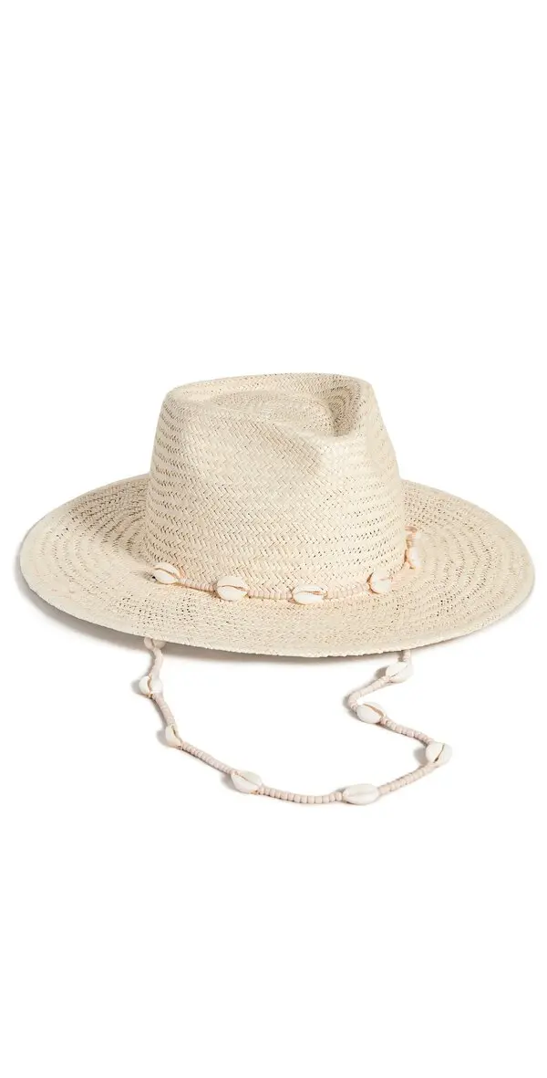 Lack Of Color Seashells Straw Fedora