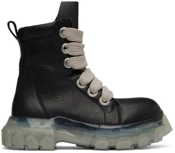 Rick Owens Off-White Jumbo Laced Bozo Tractor Boots In 90 Black  