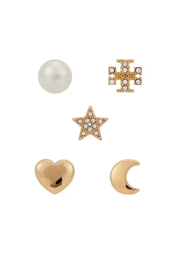 Tory Burch Celestial Gold-Tone Stud Earrings Set Of Five