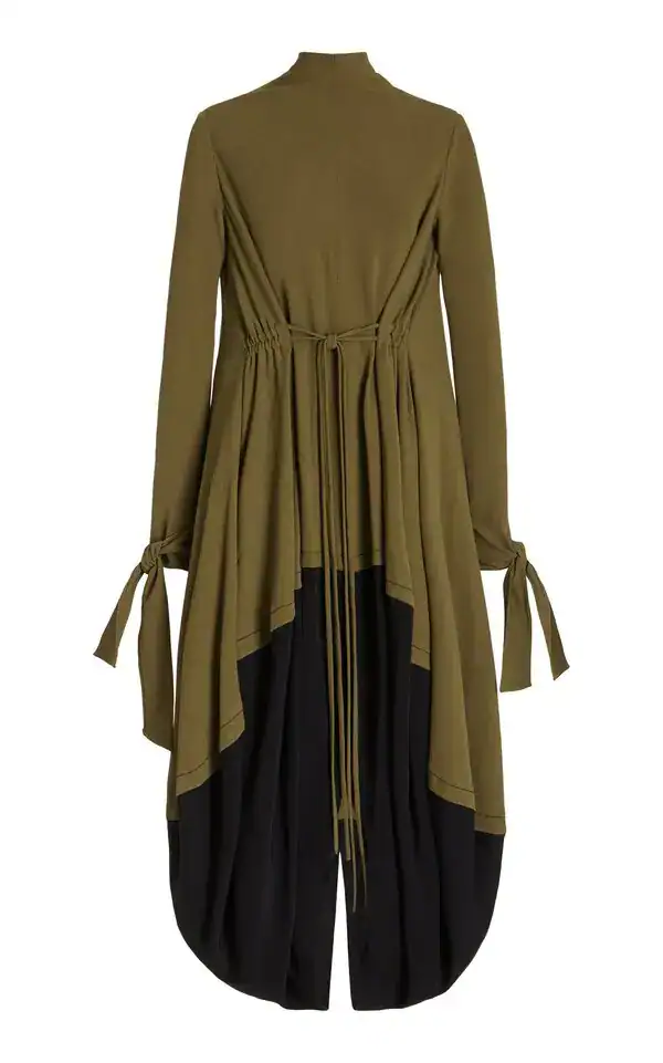 Proenza Schouler Cinched Waist Crepe Maxi Dress - Green