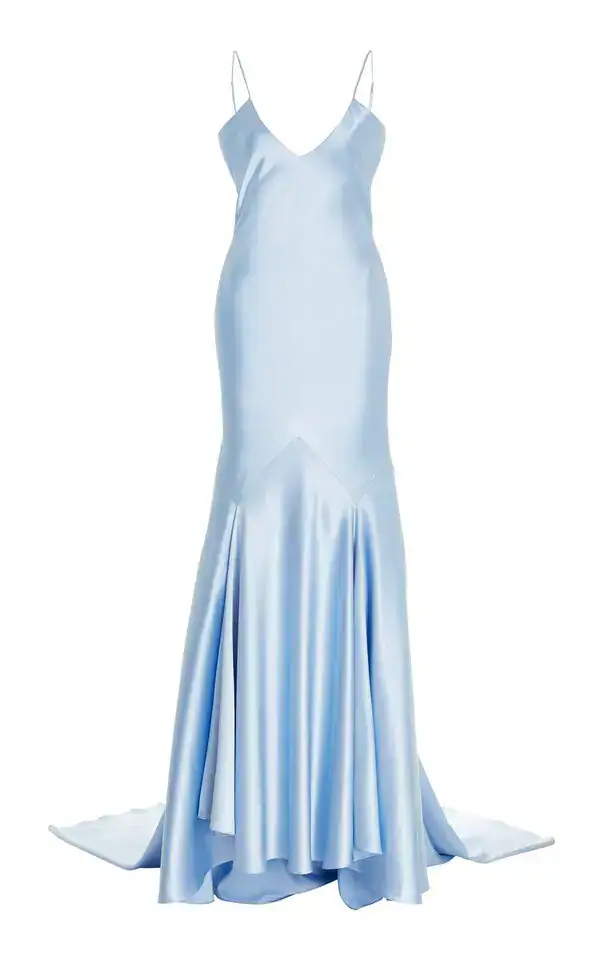 Sergio Hudson Silk Georgette Gown Us 8 In Blue - 70% Off | Editorialist