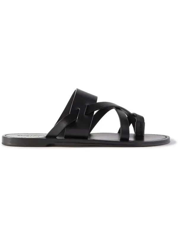 Saint Laurent Culver Leather Sandals - Black