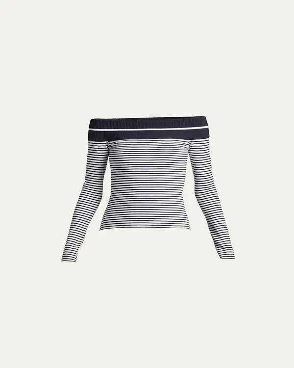 Giorgio Armani Striped Off-the-shoulder Top