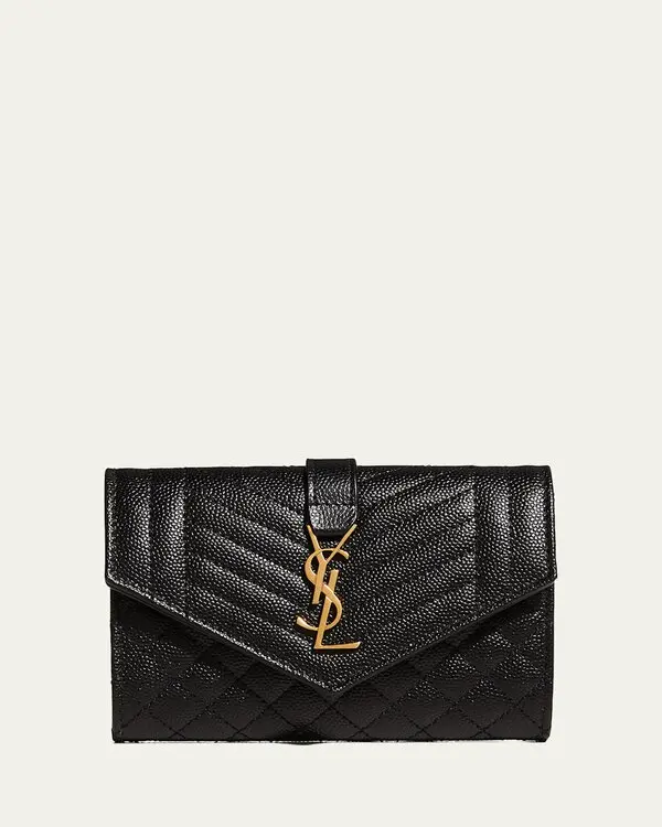 Saint Laurent Envelope Flap Wallet - Black