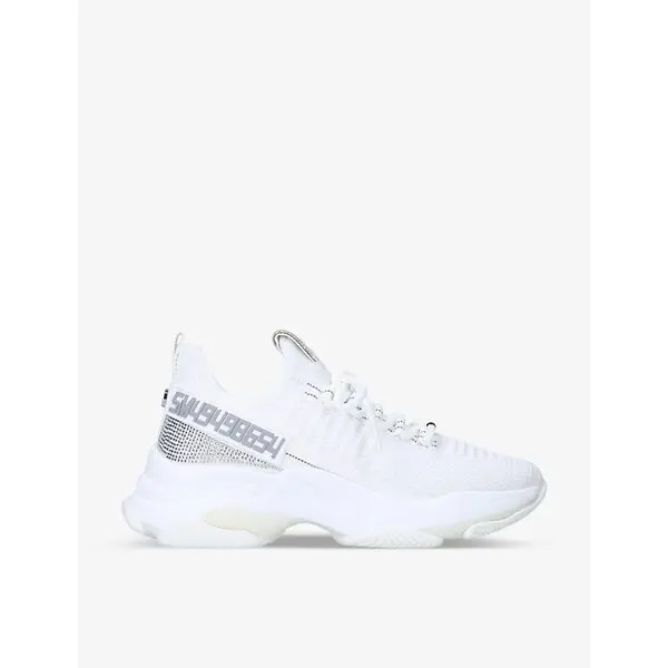 Steve Madden Rhinestone-embellished Knitted Trainers - White