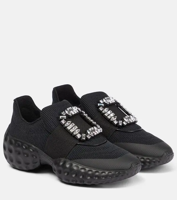 ROGER VIVIER Viv' Run Moonlight Strass Sneakers - Black
