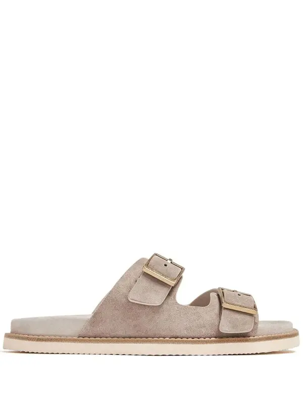 Brunello Cucinelli Buckled Suede Sandals - Neutrals