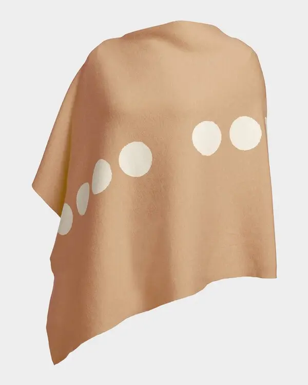 ELYSE MAGUIRE Reversible Morse Code Hug Poncho - Camel / Ivory