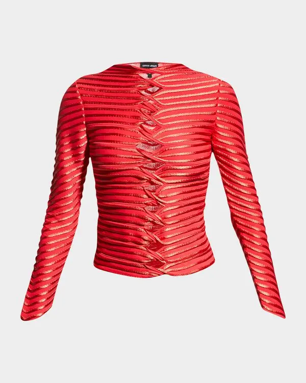 Giorgio Armani Striped Twist-cutout Top
