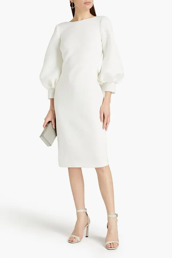 Badgley Mischka Bow-Embellished Cutout Scuba Dress In White - 45% Off |  Editorialist