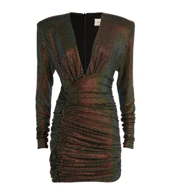 alexandre vauthier ruched mini dress $1524 Alexandre Vauthier Women's Green V-neck Ruched Mini Dress Size FR40  US8