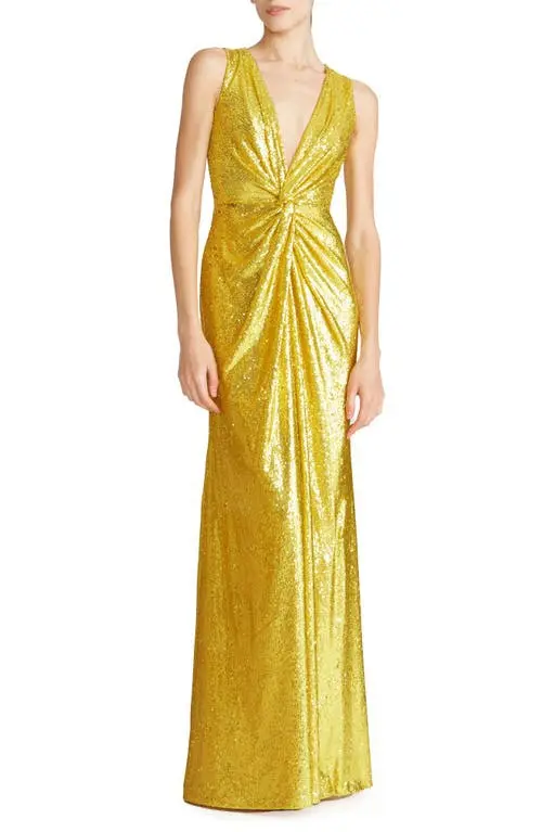 halston heritage gold sequin dress Halston Alva Sequin Midi Dress