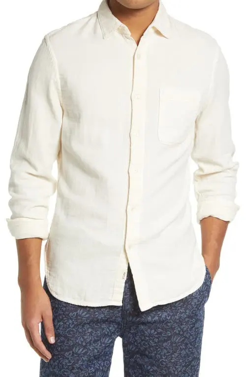 HIROSHI KATO The Ripper Trim Fit Double Gauze Button-up Shirt - Ivory