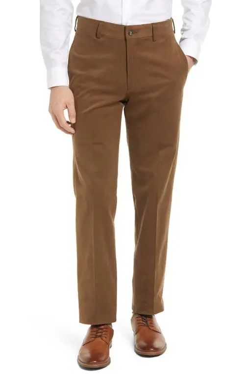 Berle Charleston Khakis Flat Front Brushed Twill Pants - Tobacco