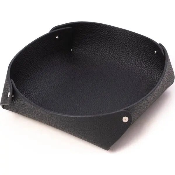 BEY-BERK Catchall Leather Valet Tray - Grey