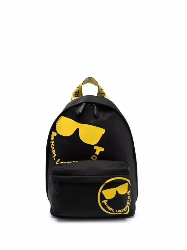 Karl Lagerfeld Smiley Logo-Printed Backpack In Black - 50  display picture 1