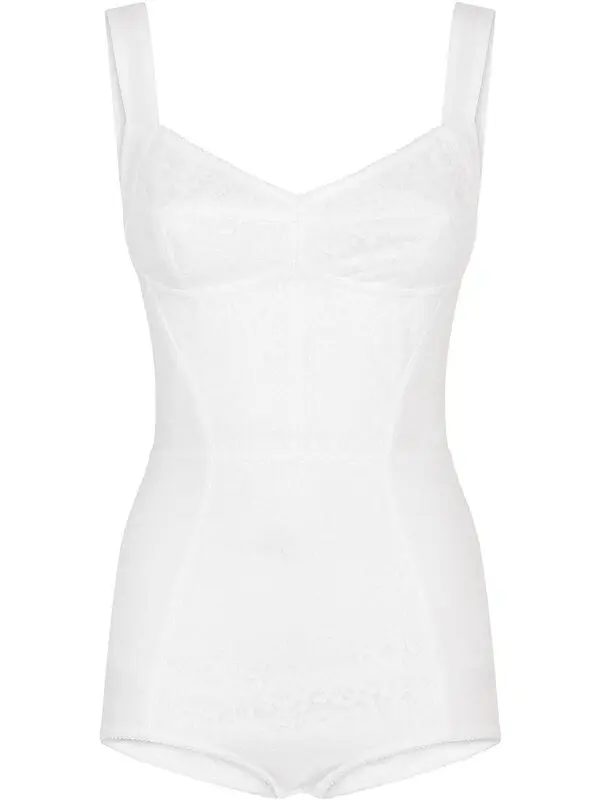 Dolce & Gabbana Floral-lace Corset Bodysuit - White