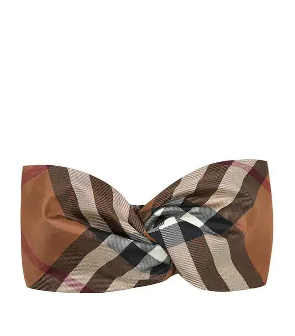 Burberry Silk Check Headband - Brown | Editorialist