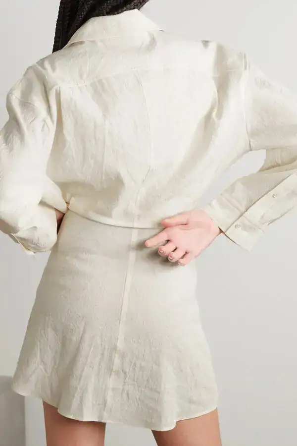 jacquemus baunhilha layered linen mini shirt dress Buy Hemp And Cotton-blend - Off-white At 69% Off sustainable silk dress