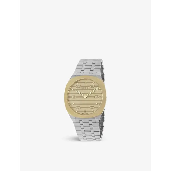 Gucci Ya163405 25h 18ct Yellow Gold-plated Stainless-steel Quartz Watch ...