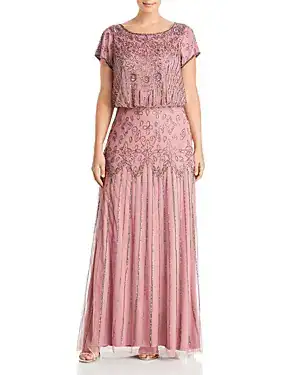 strapless open back dress Adrianna Papell Lace Long Sleeve Evening Gown Women's Dress Icy Lilac : 6 main image 1