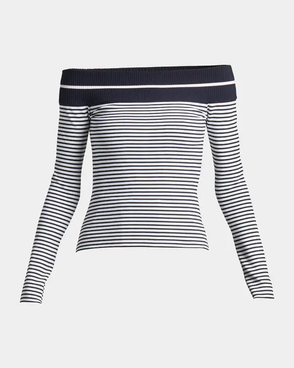 Giorgio Armani Striped Off-the-shoulder Top
