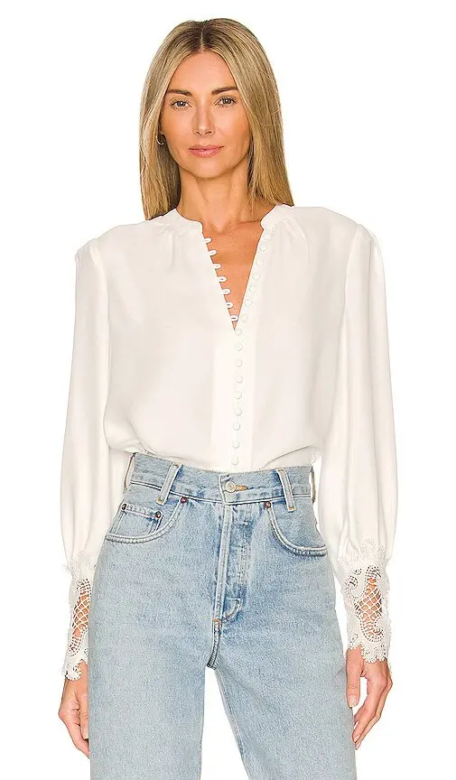 L'Agence Ava Lace Cuff Blouse - Ivory