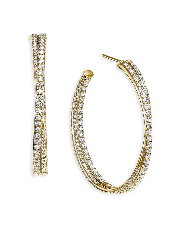 David Yurman 18k Yellow Diamond Hoop Earrings