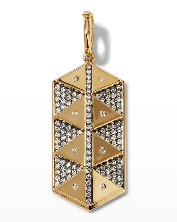 Harwell Godfrey Yellow Gold Elongated Hexagonal Shield Diamond Pendant