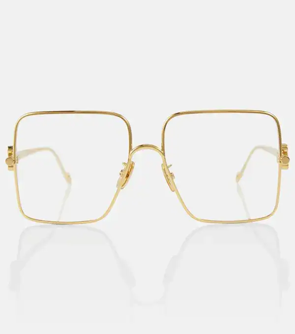 Loewe Anagram Square Frame Glasses Gold Editorialist