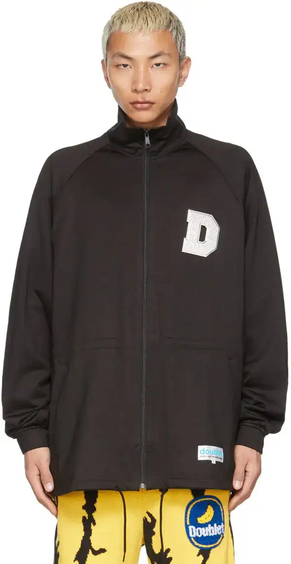 Doublet Metal Letter Track Jacket In Black - 70% Off | Editorialist