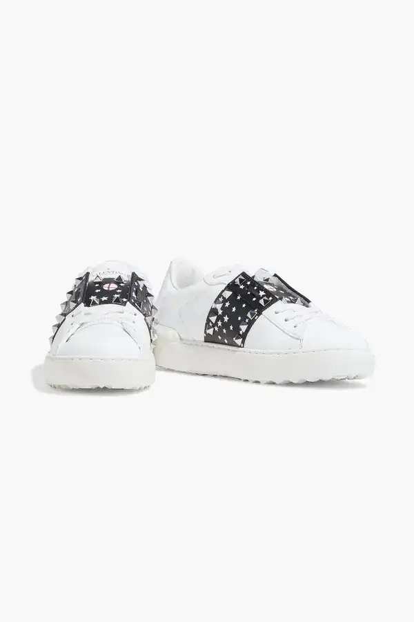 Valentino Garavani Rockstud Untitled Printed Leather Sneakers In