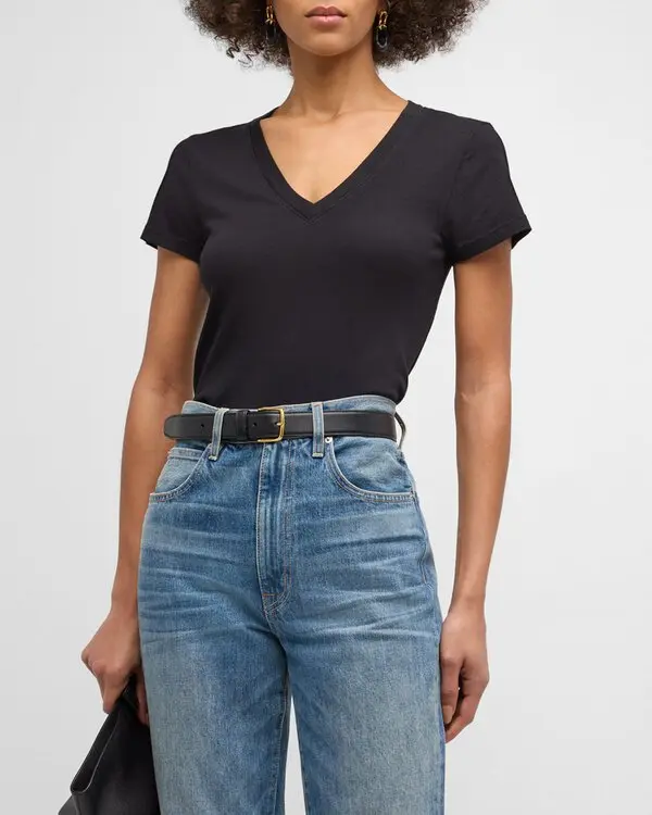 L'Agence Becca V-neck Tee - Black