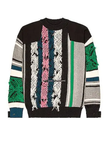 sacai サカイ Rug Jacquard Knit Pullover Sacai Rug Jacquard Knit Pullover In Black In Multi - 50% Off