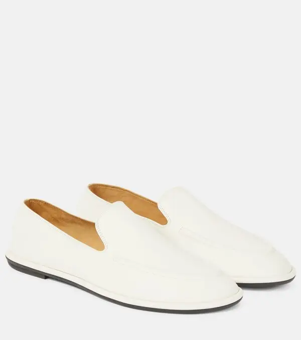 THE ROW Canal Leather Loafers - White