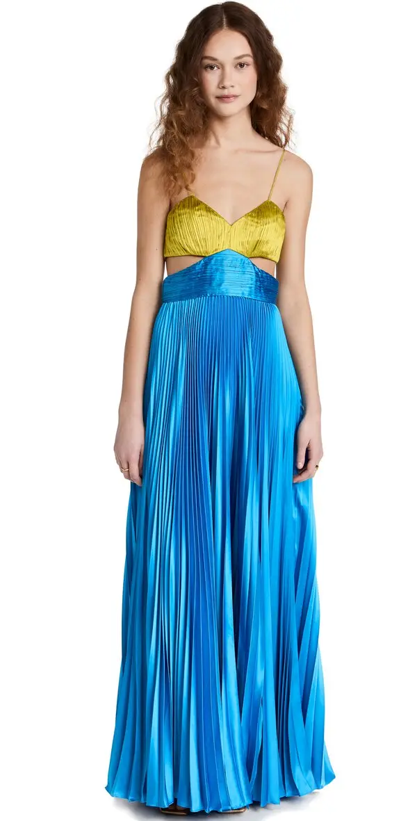 Amur Elodie Gown In Citrine Green / Aquarius Blue - 30% Off | Editorialist