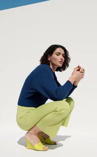 Pantalon Femme évasé Cropped - Taille M, Rouge/orange - Coton Stretch Tricoté - Neuf Sans étiquettes