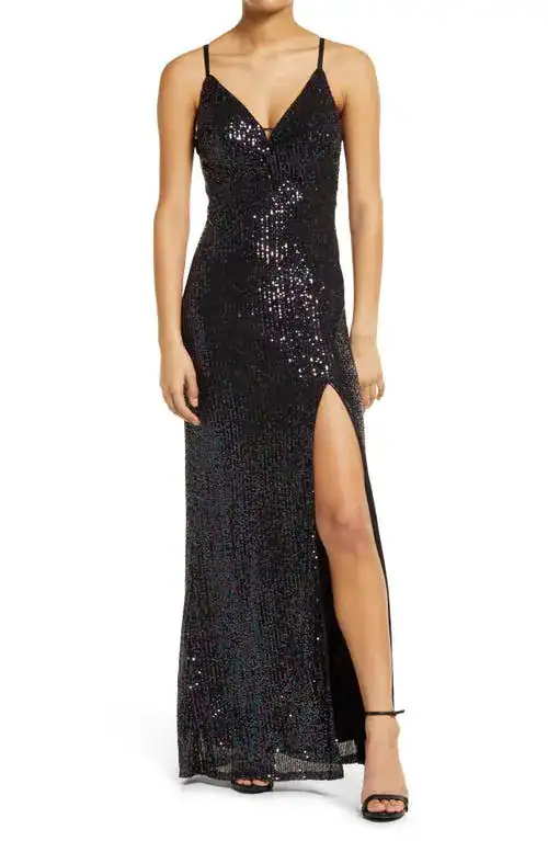 slim fit dress slacks Speechless Girls High Neck Maxi Party Dress 8 / Copper
