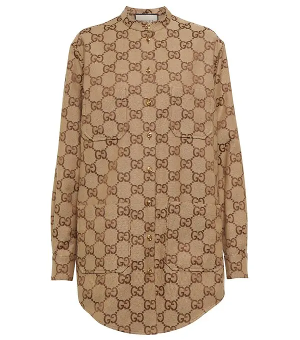 Gucci Gg Cotton-blend Canvas Shirt - Brown