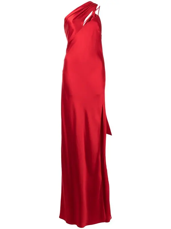 Michelle Mason Draped Silk Gown - Red