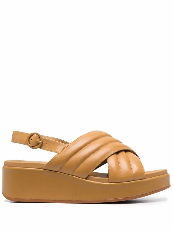 Camper Misia Leather Wedge Sandals In Neutrals 30% Off