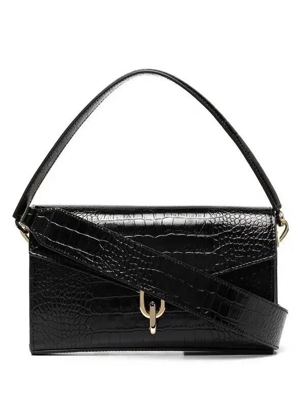 Anine Bing Colette Croc-Effect Shoulder Bag In Black 38% Off