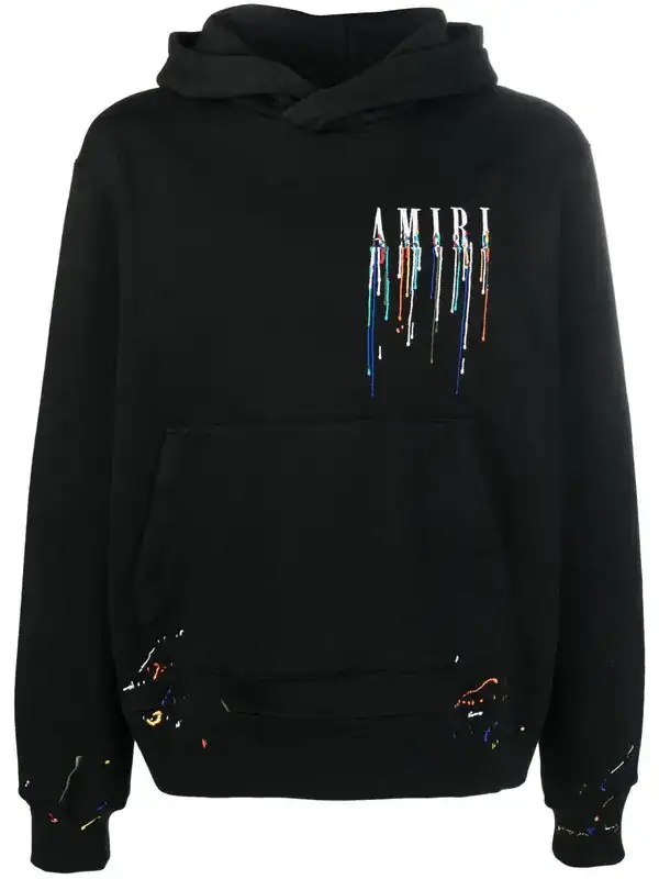 Amiri Paint Drip Logo Hoodie - Black | Editorialist